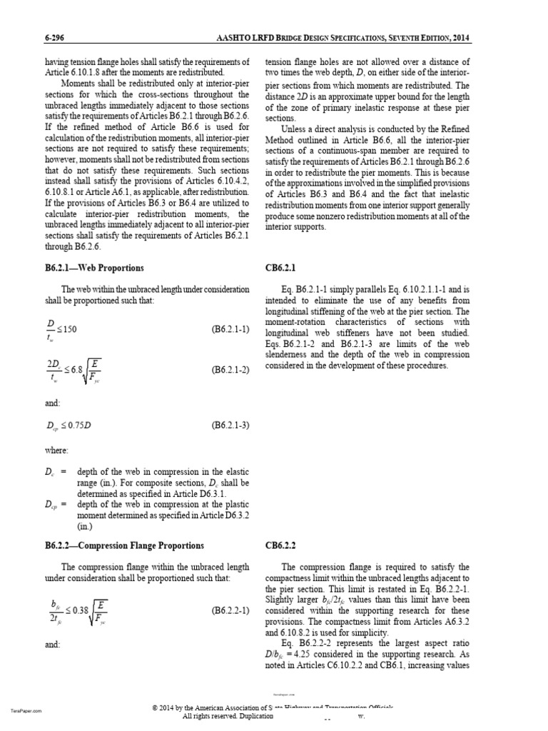 Aashto Excerpt Specification CH7 | Download Free PDF | Bending | Civil ...