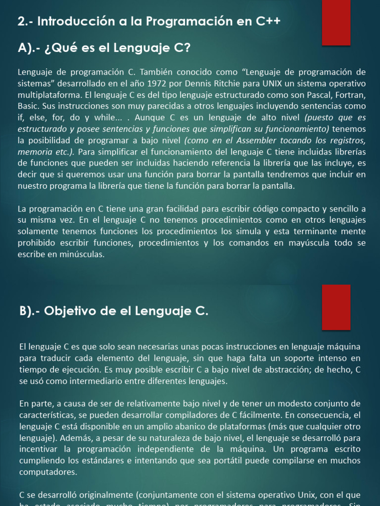 Introducción al Lenguaje de Programación C | PDF | C (lenguaje de programación) | Programación
