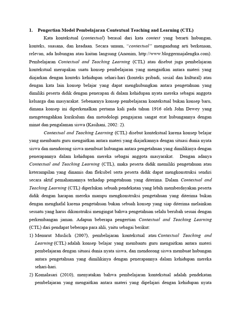 Pengertian Model Pembelajaran Contextual Teaching and Learning (CTL) | PDF | Karier & Perkembangan