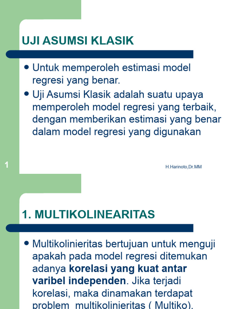 Uji Asumsi Klasik dalam Regresi | PDF