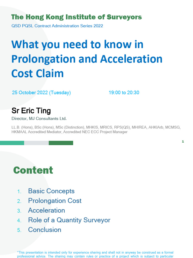 What You Need To Know in Prolongation and Acceleration Cost Claim | PDF ...