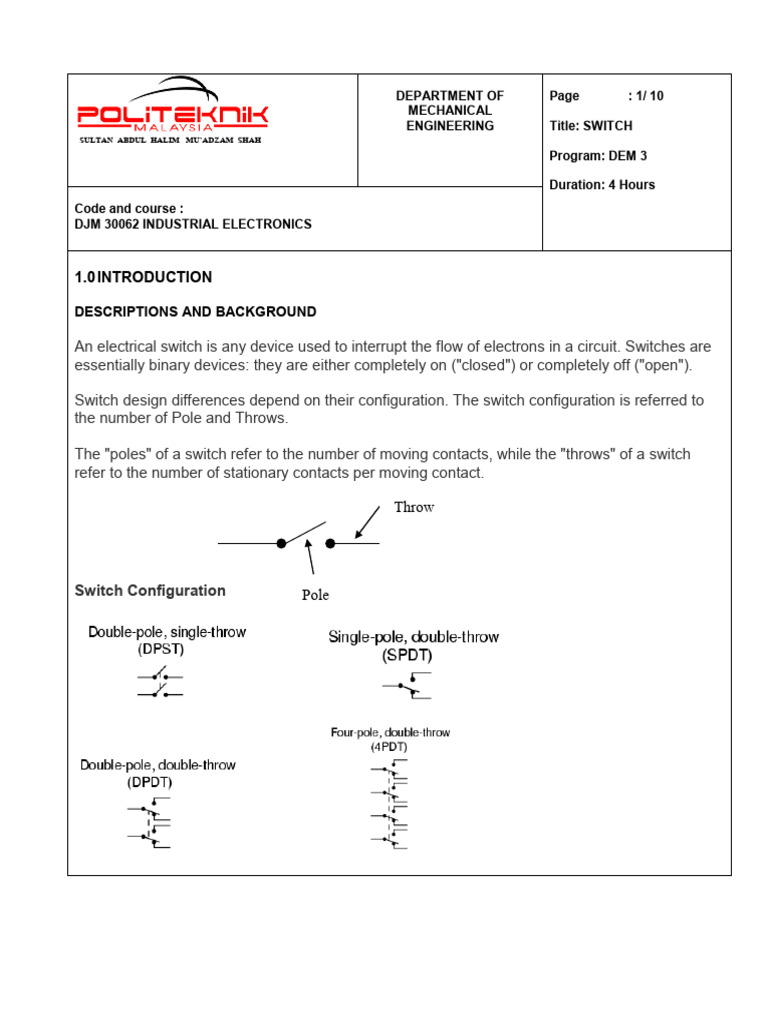 Switch Lab 1 (2022) | PDF | Switch | Electrical Network
