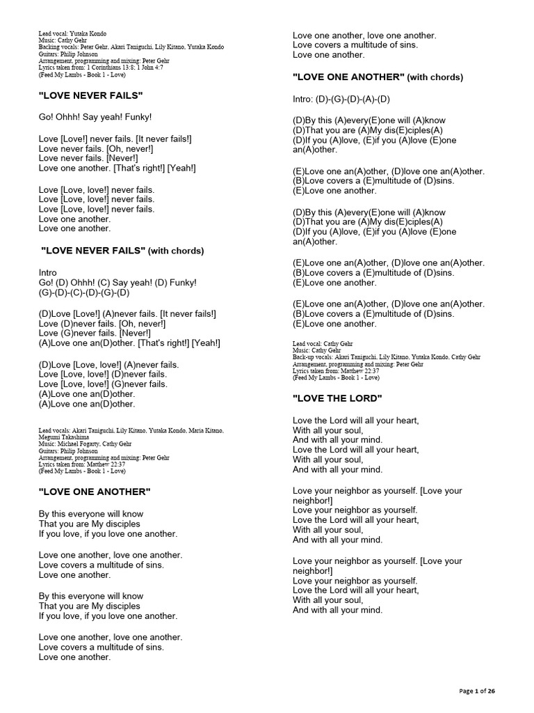 Love Never Fails: Hymns and Lyrics | PDF | Grace In Christianity ...