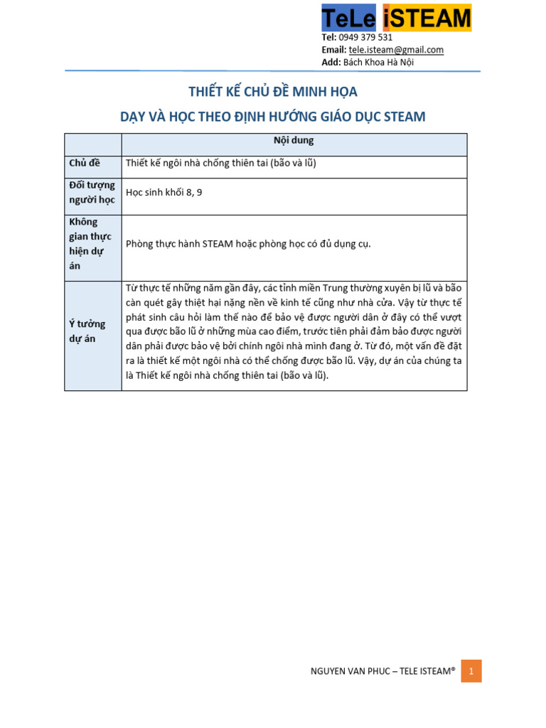 TeLe iSTEAM - Thiet-Ke-Chu-De-Minh-Hoa | PDF