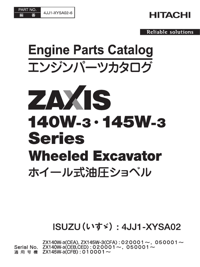 ZX140W-3 Isuzu 4JJ1 Engine Parts Catalog | PDF
