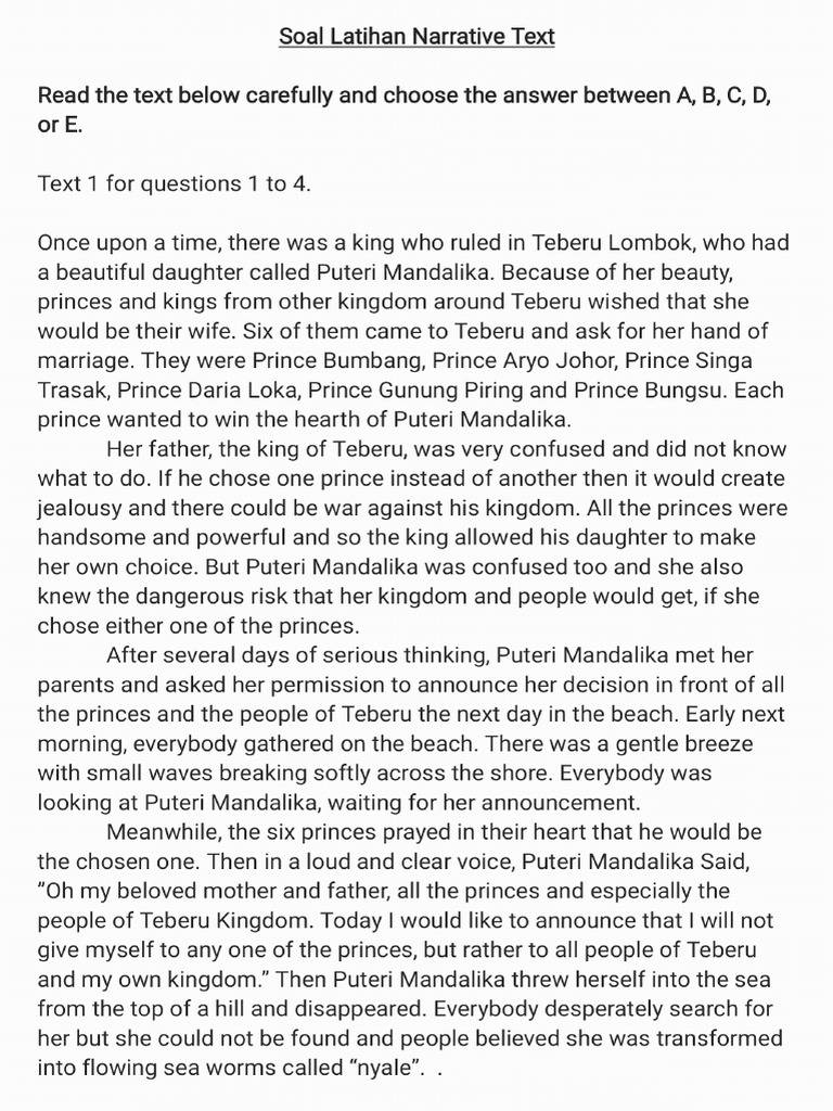 Soal Latihan Narrative Text - 231020 - 150629 | PDF