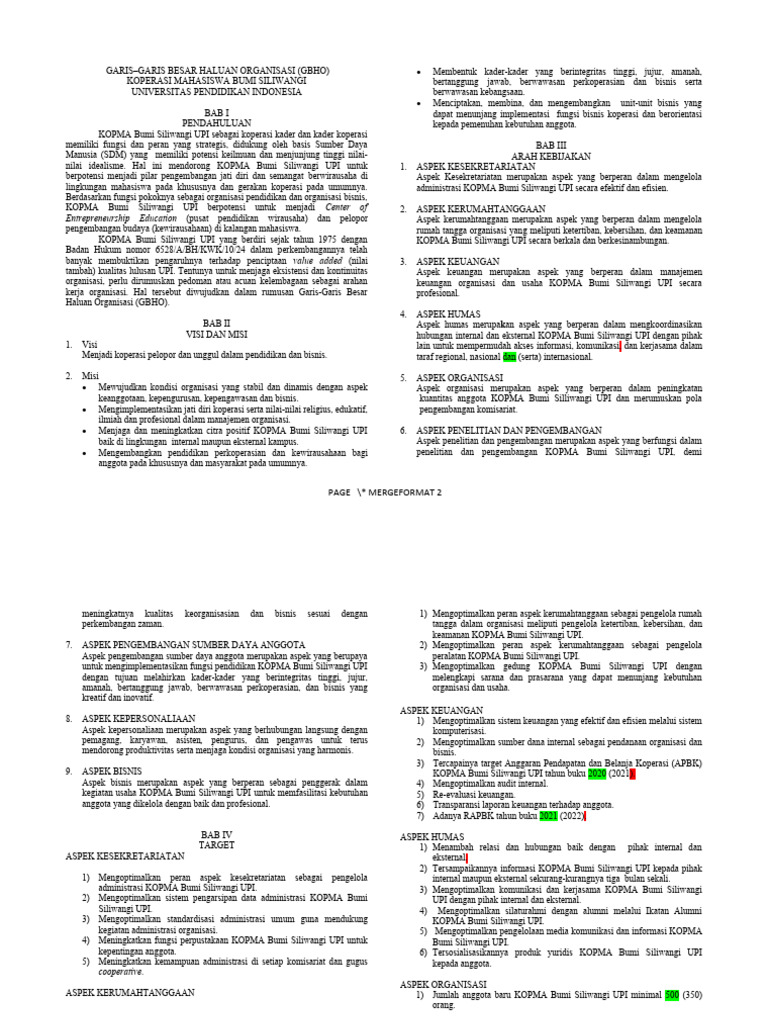 GBHO, Pola Hubungan, Rekomendasi 2021 | PDF