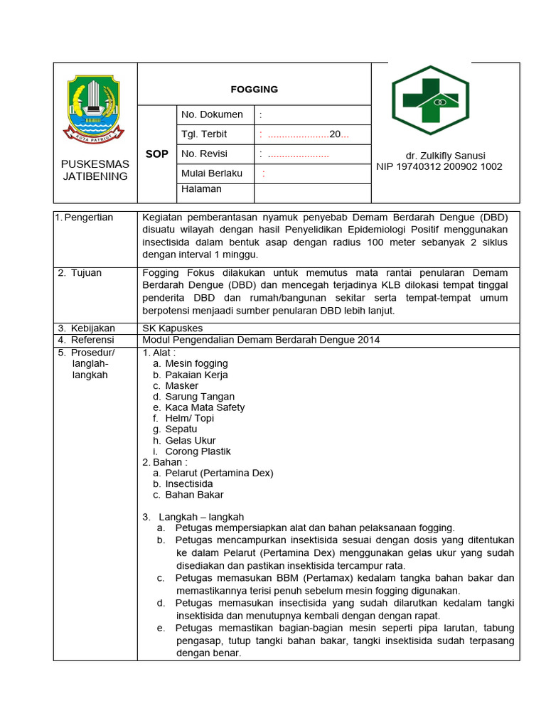 SOP Fogging | PDF | Sains & Matematika