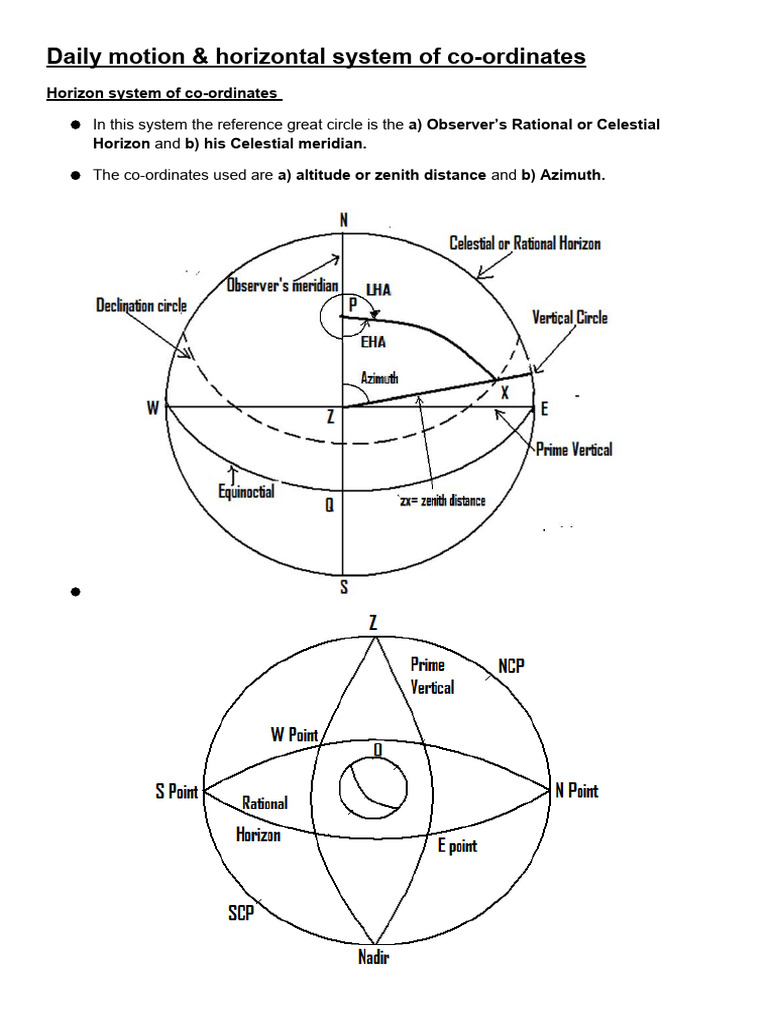 Daily Motion & Horizontal System of Co-Ordinates - Corrected | PDF ...