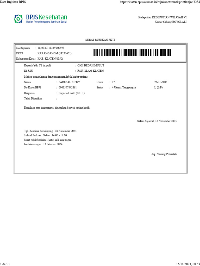 Data Rujukan BPJS | PDF