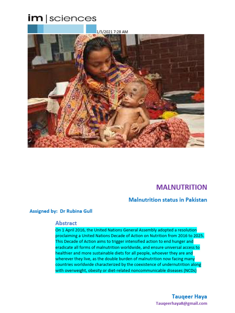Malnutrition ASSIGNMENT | PDF | Malnutrition | Obesity