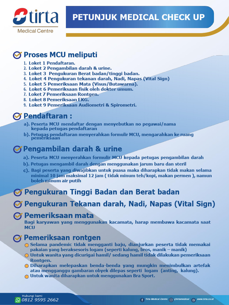 Proses dan Tata Cara MCU di Tirta | PDF