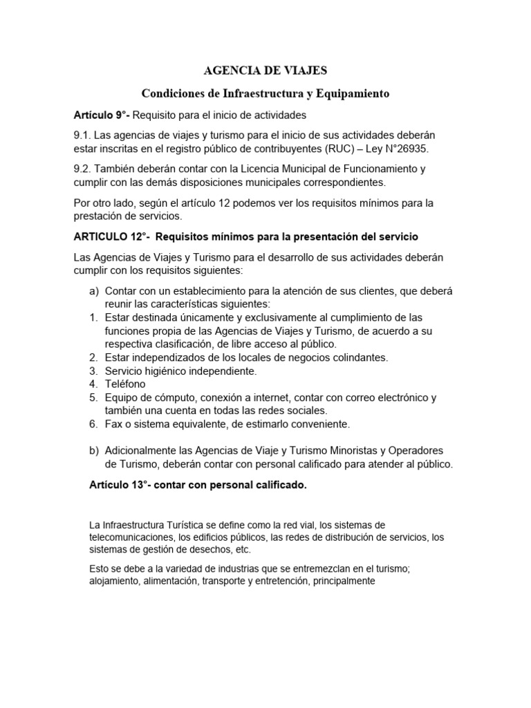 Requisitos para Agencias de Viajes | PDF