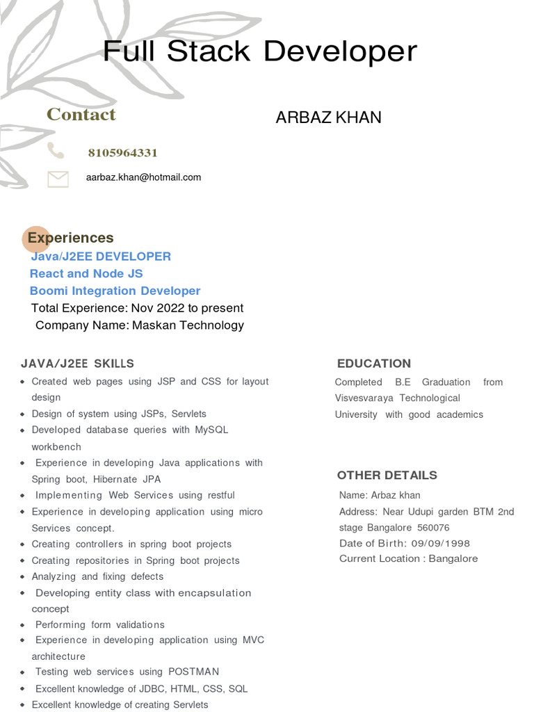 My Updated Resume | PDF | Spring Framework | Web Service