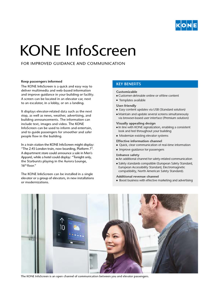 Factsheet Kone Infoscreen Tcm146 18655 | PDF | Elevator | Online And ...