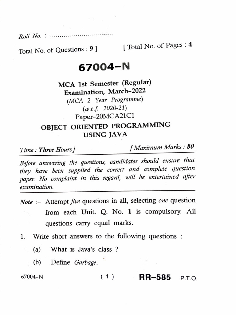 Oops Using Java 2022 Pdf Java Programming Language Class Computer Programming