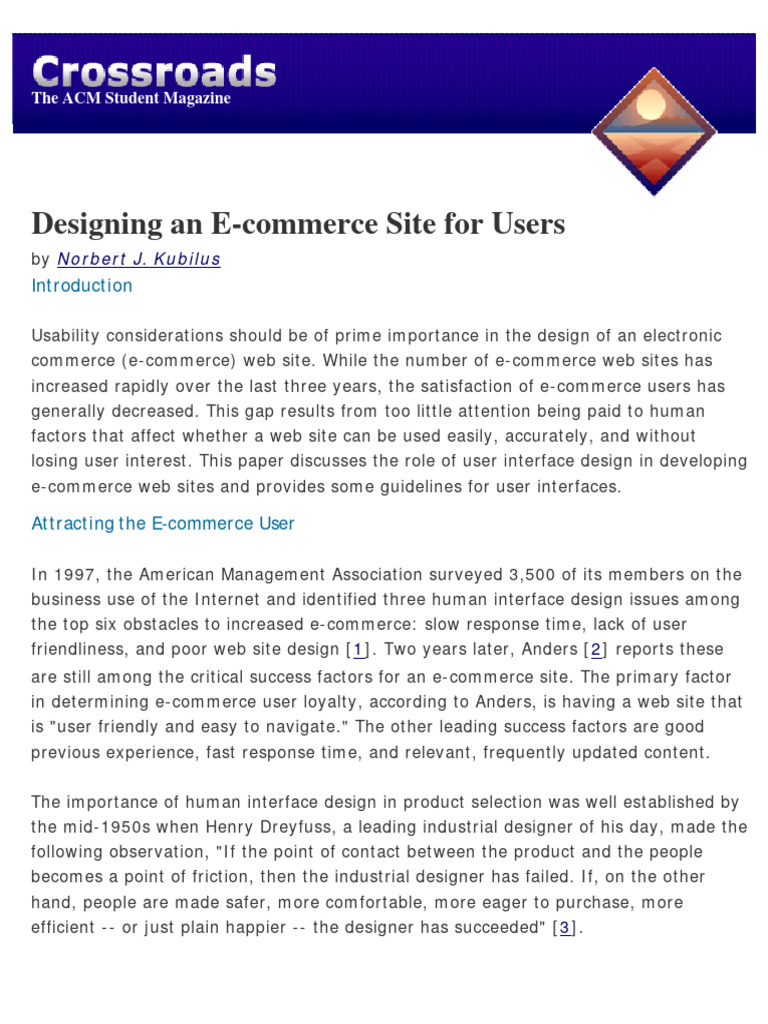 Designing An E-Commerce Site For Users: Norbert J. Kubilus | PDF | Usability | User Interface