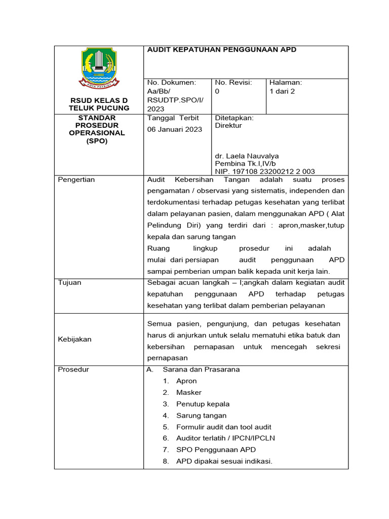 Spo Audit Kepatuhan Penggunaan Apd | PDF