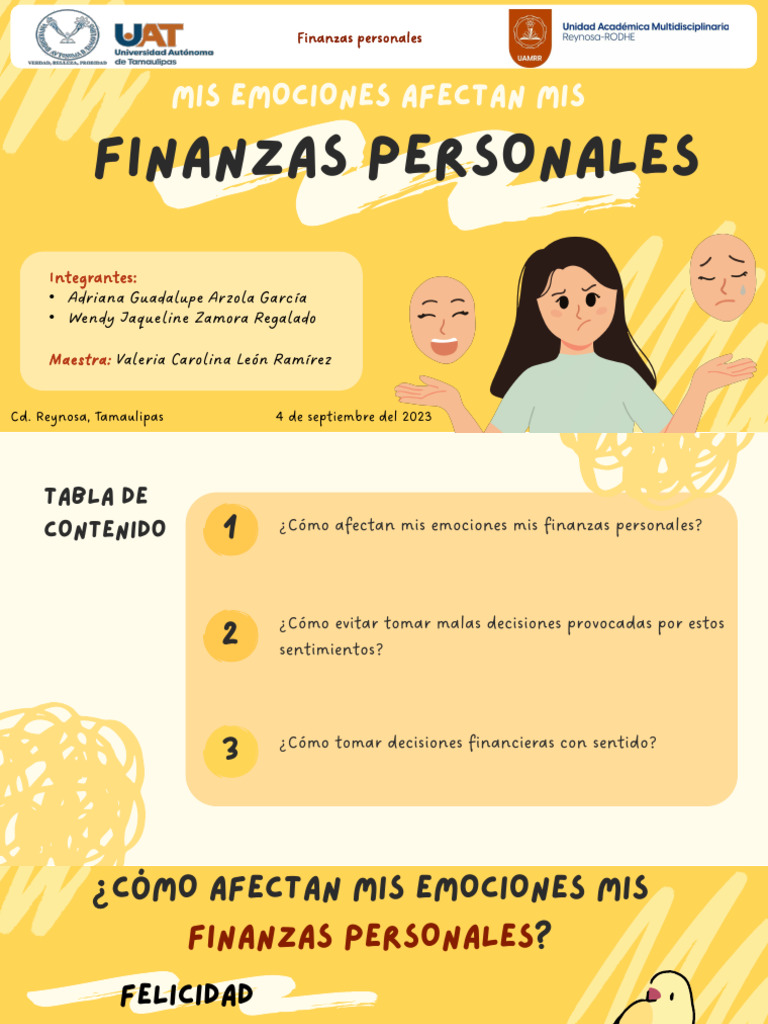 Exposición Mis Emociones Afectan Mis Finanzas Personales Pdf Las