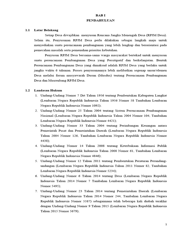 Penyusunan RPJM Desa: Panduan dan Tujuan | PDF