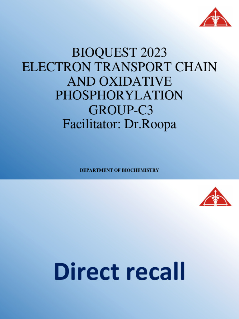C3 Electron Transport Chain and Oxidative Phosphorylation | PDF ...