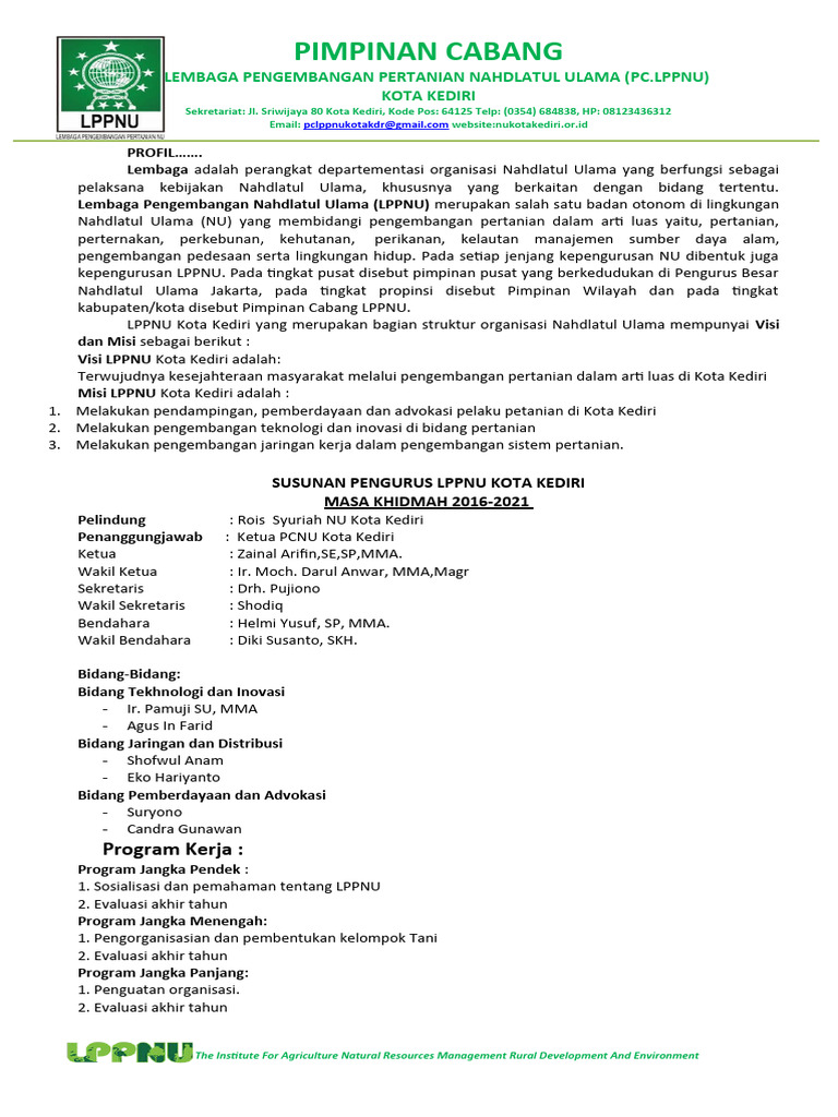 Pengurus LPPNU 2016-2021 | PDF | Ilmu Sosial | Pengembangan Diri