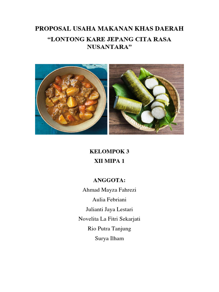 Proposal Usaha Makanan Khas Daerah | PDF