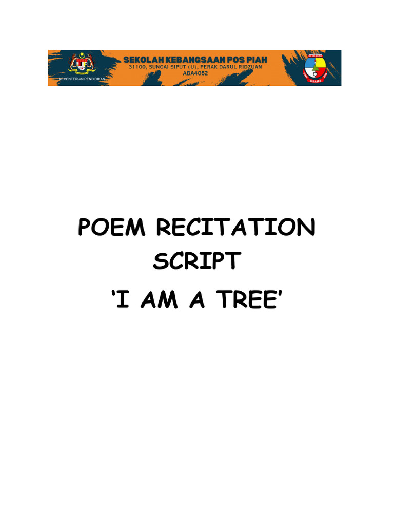 I Am A Tree: Poem Recitation Script | PDF | Poetry