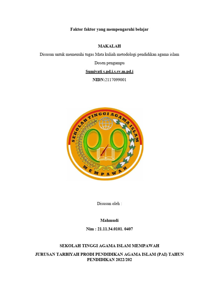Faktor Faktor Yang Mempengaruhi Belajar | PDF