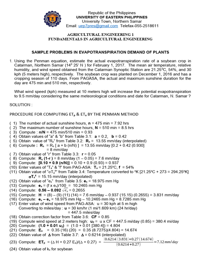 (LAB2) Sample-Problem-in-Evapotranspiration-Demand-of-Plants | PDF ...