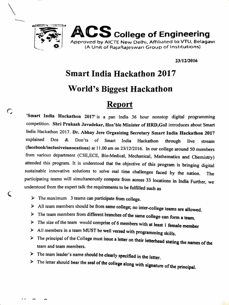 Smart India Hackathon Download Free Pdf Government Of India