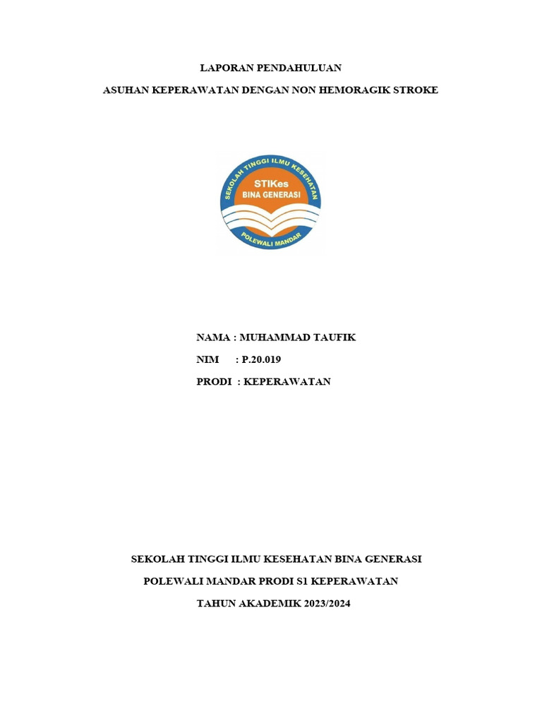 Laporan Pendahuluan Non Hemoragik Stroke | PDF
