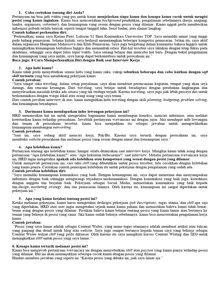 Coba Ceritakan Tentang Diri Anda | PDF