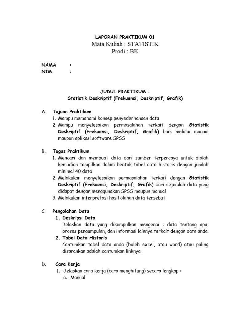 Format Laporan Statistik Deskriptif BK | PDF