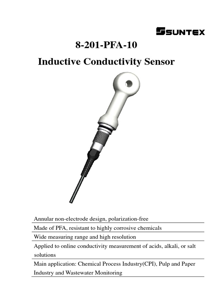 8-201-PFA-10 Inductive Conductivity Sensor | PDF | Sensor | Pipe (Fluid ...