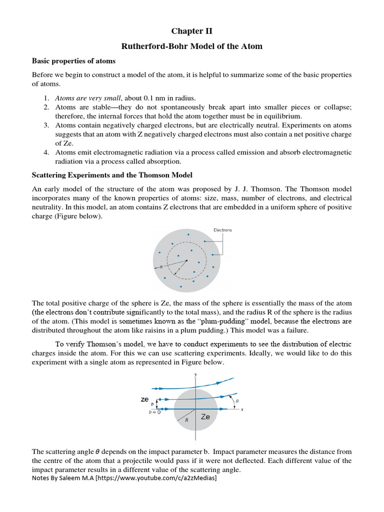 Rutherford-Bohr Model of The Atom | PDF | Electron | Atoms