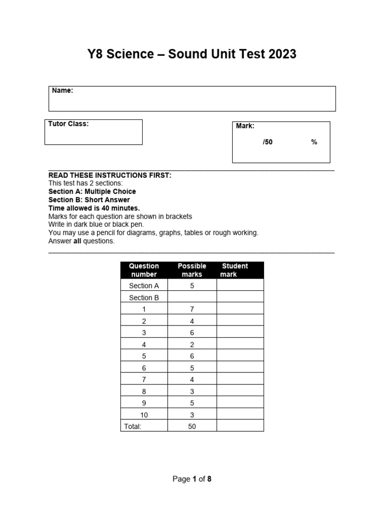 Y8 Sound Test 2023 | PDF | Ear | Sound