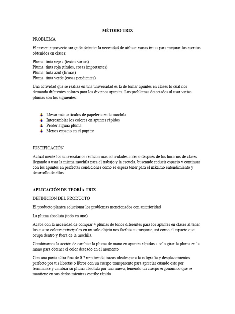 Método Triz | PDF | Tinta | Diseño