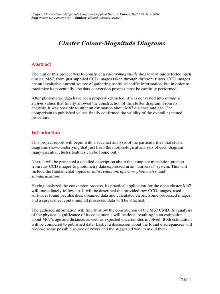 Cluster Colour Magnitude Diagrams Download Free Pdf Stars
