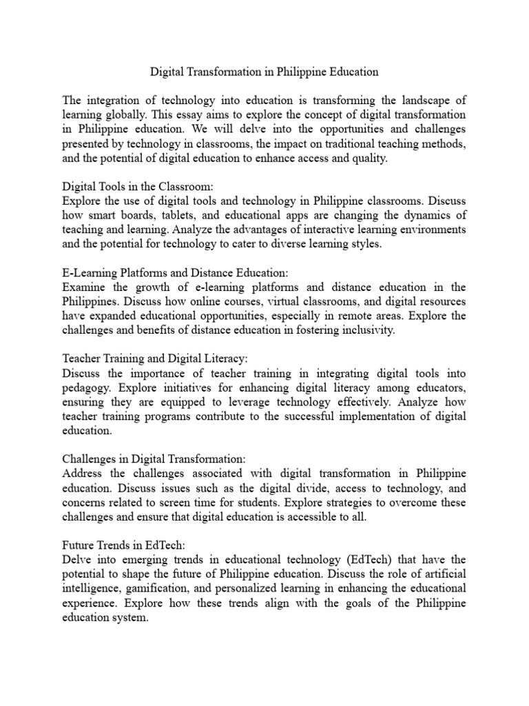 Digital Transformation in Philippine Education | PDF | Educational ...