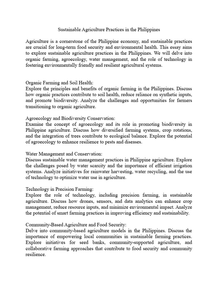 Sustainable Agriculture Practices in The Philippines | PDF ...