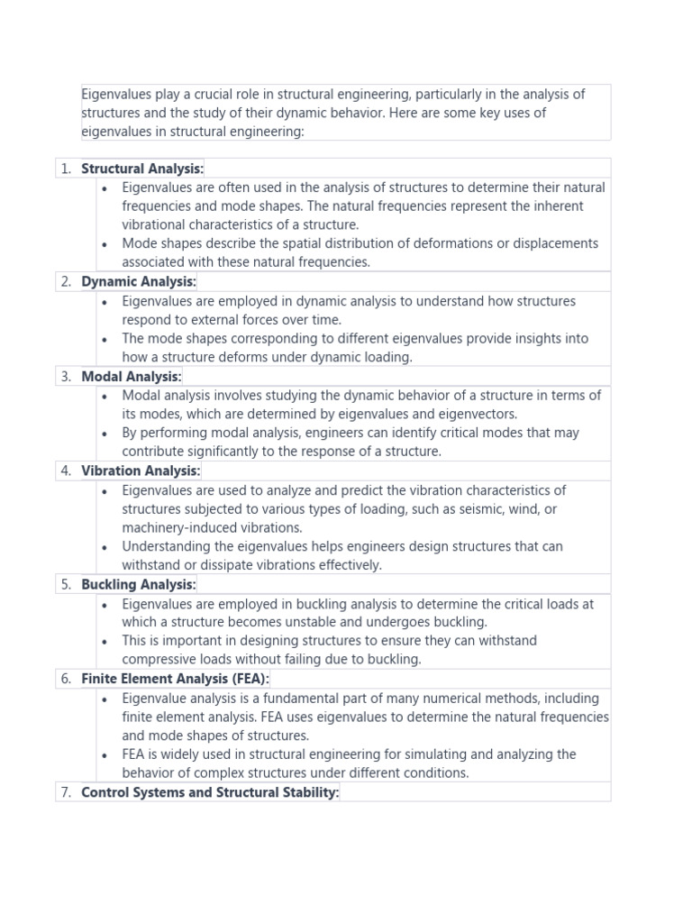 Eigenvalues Play A Crucial Role in Structural Engineering | PDF | Eigenvalues And Eigenvectors ...