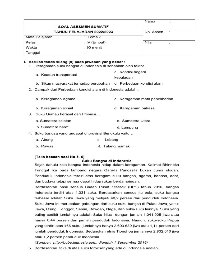 Soal Pat 2022 2023 | PDF