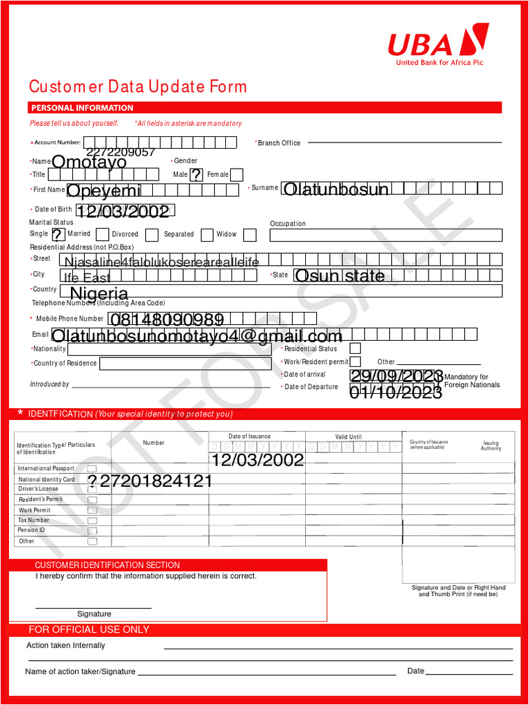 Customer Data Update Form | PDF | Identity Document | Authentication