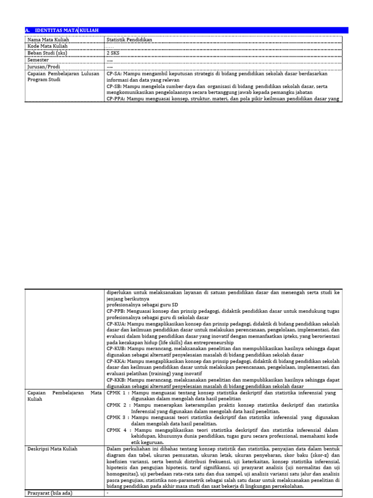 Silabus Dan RPP Statistik Pendidikan | PDF