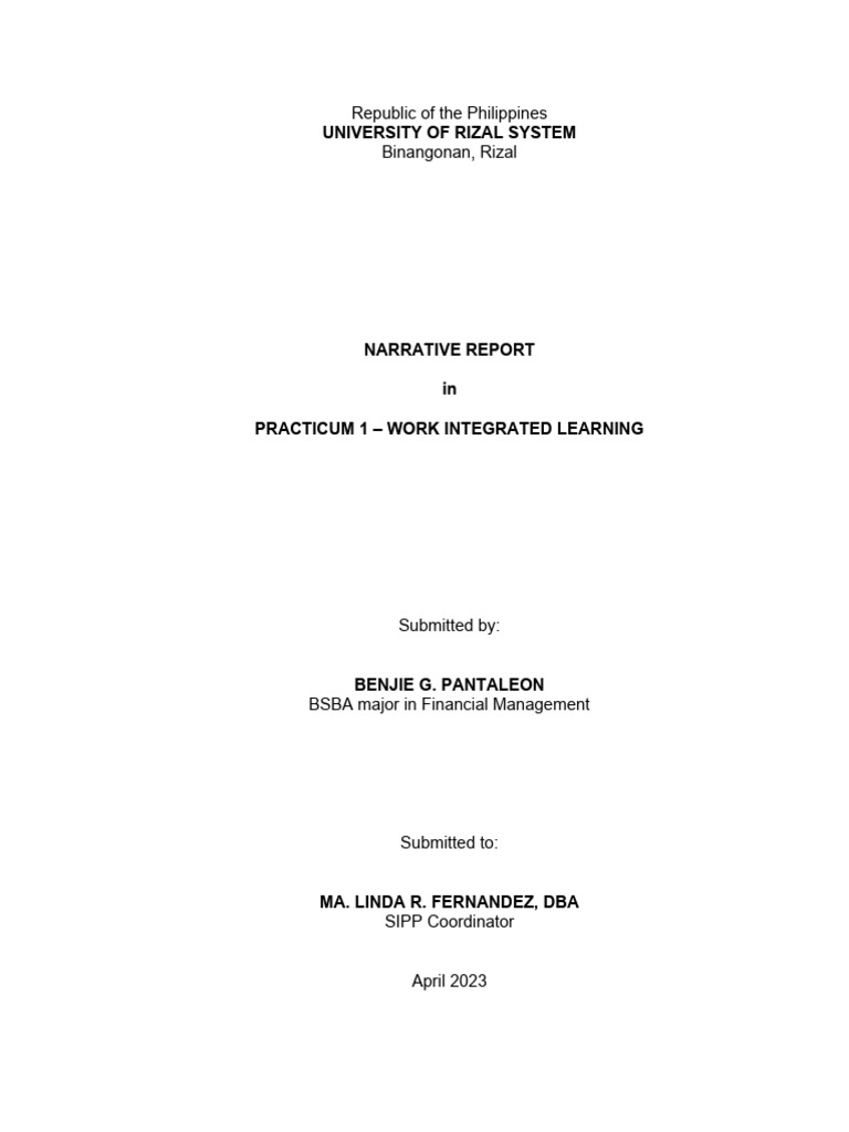 Narrative Report Format f2f | PDF