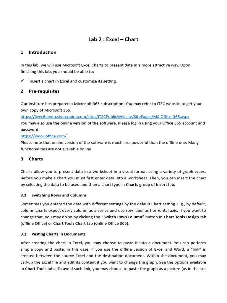 Lab 2 - Excel - Charts | PDF | Microsoft Excel | Chart