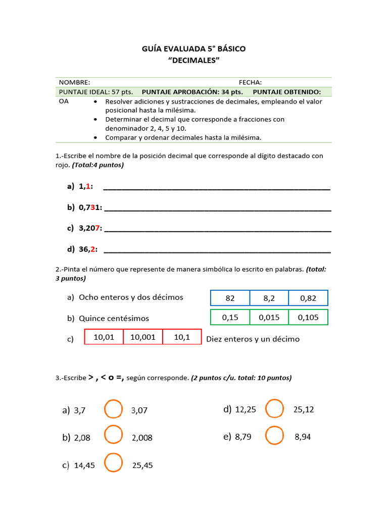 GUÍA EVALUADA 5 Básico | PDF