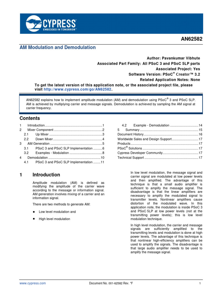 Infineon An62582 Am Modulation And Demodulation Applicationnotes V07 00 En Pdf Modulation