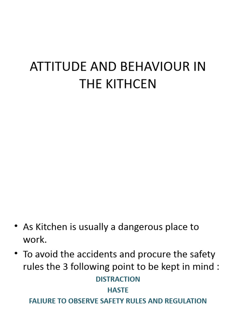 Attitude and Behaviour in The Kitchen | PDF
